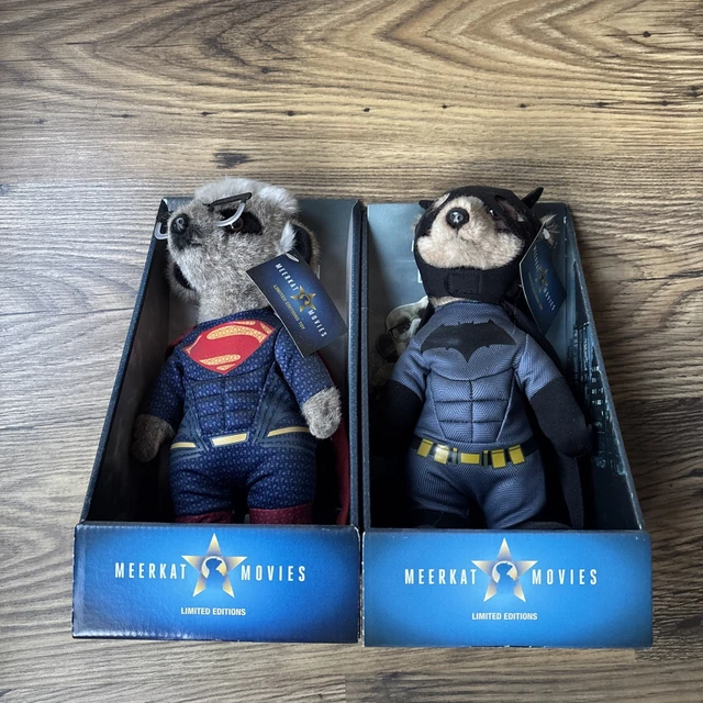 MEERKAT SOFT TOYS X 2 With Tags. Boxed. Superman and Batman characters ...