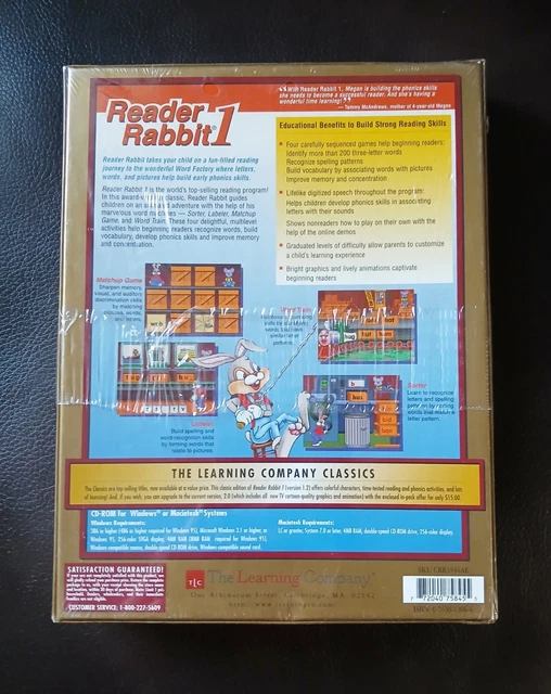 READER RABBIT 1 - 1996 Edition - Windows 95 or Macintosh Cd-Rom New ...