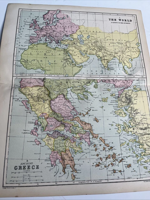 1910: MAP Of The World As Known To The Ancients Ancient Greece PSA #A01 ...