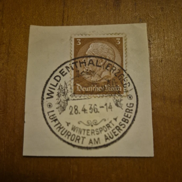 RARE 1936 GERMAN Nazi Wildenthal Mountain Fortress Postmark +Hindenburg ...