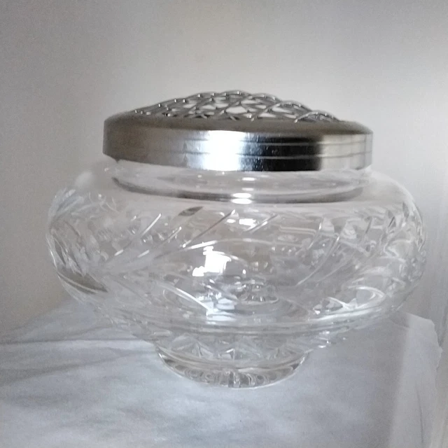STUART CRYSTAL LARGE Rose Bowl- RARE 'Edwardian' Pattern Signed Dia 6 ...