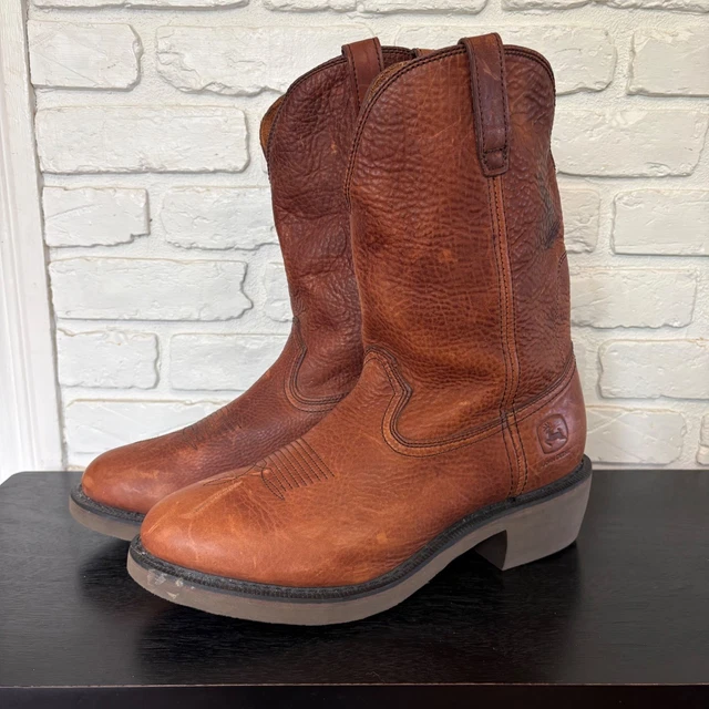 JOHN DEERE MEN'S Pull On Work Boot Size 13 Brown Leather £49.65 ...
