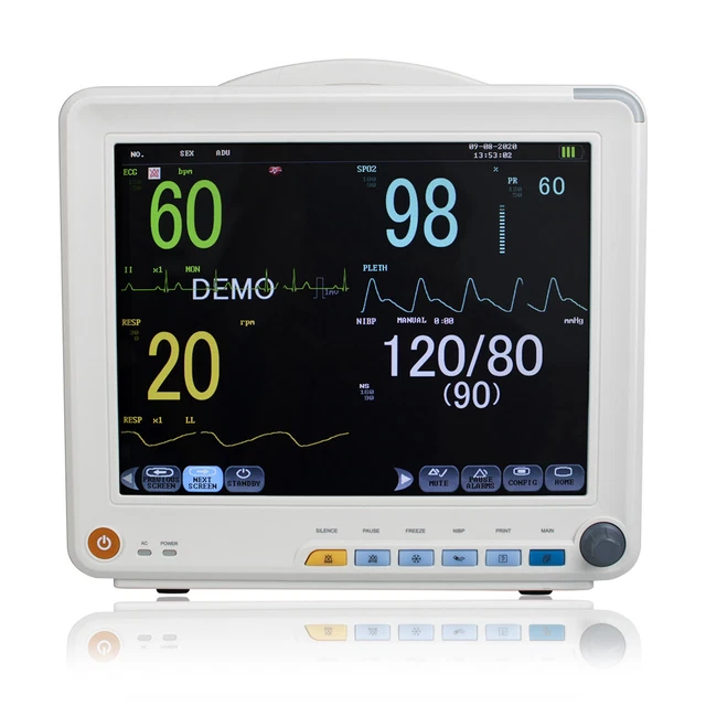 12'' MULTIPARAMETER PATIENT monitor SpO2 ecg ekg NIBP TEMP PR Medical ...