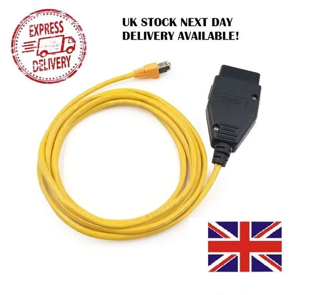 NEW BMW ETHERNET to OBD Enet Cable E-SYS IcoM Coding F/G-Series UK NEXT ...