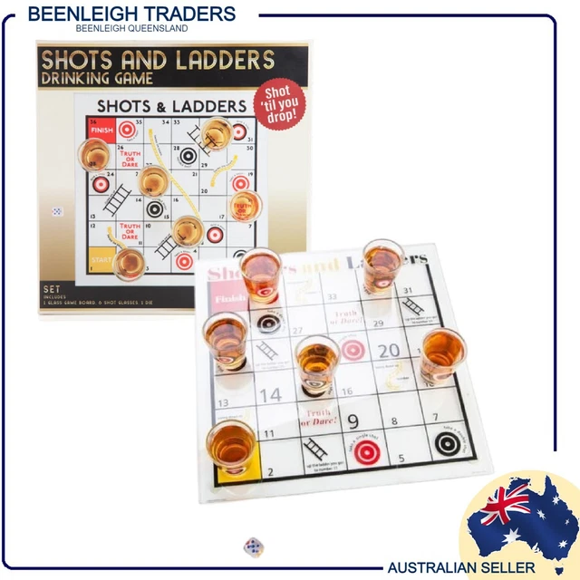 DRINKING GAME - SHOTS & LADDERS - Glass Playing Board & Glasses - BRAND ...