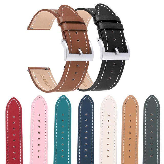 DOUBLE-SIDED GENUINE LEATHER Watch Band Strap Quick Release18 20 22 24 ...