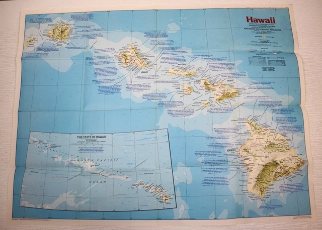 1983-11 NOVEMBER HAWAII Making of America HI National Geographic Map ...