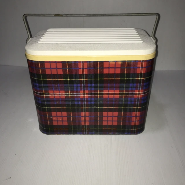 VINTAGE RETRO WILLOW Esky Drink Cooler Metal Exterior Tartan Pattern As ...