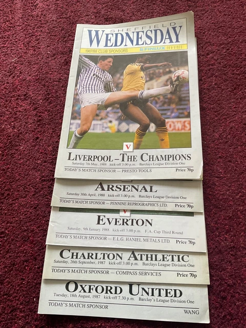 5 X SHEFFIELD Wednesday home programmes 1987/88 £1.14 - PicClick UK
