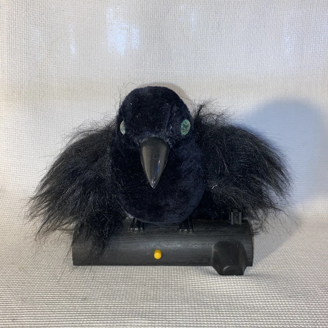 1993 GEMMY TALKING Animated Crow Raven Lights Sound Halloween Prop ...