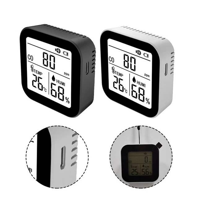 D TECTEUR DE CO l ger avec affichage LED et mesure de temp rature/humidit EUR 34,26 - PicClick FR