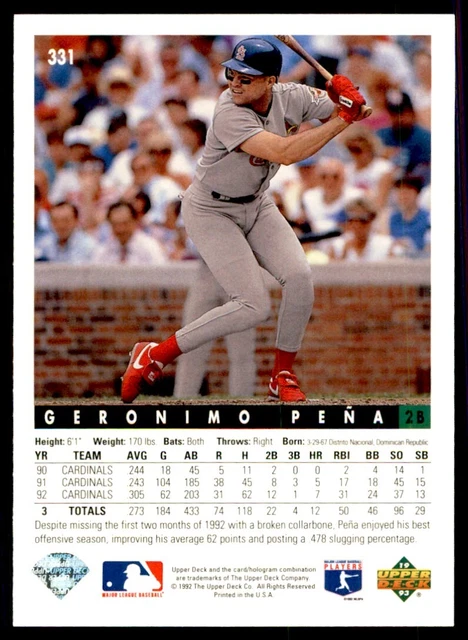 1993 UPPER DECK : Cartes Baseball Geronimo Pena #331 EUR 2,04 - PicClick FR