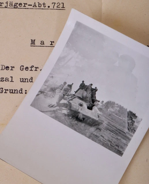 K10 ORIGINAL WW2 Foto Panzerjäger-Abt. 721 Beutepanzer T34 Balkenkreuz ...