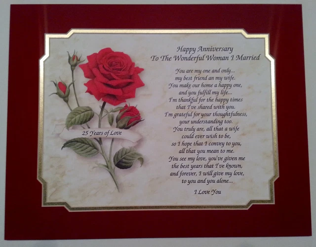 25TH WEDDING ANNIVERSARY Gift Love Poem For Wife Husband 12 95 25th-wedding-anniversary-gift-love-poem-for-wife-husband-12-95