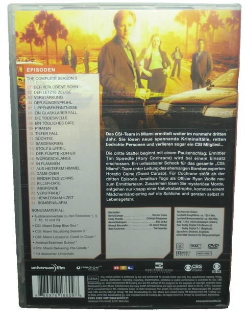 CSI: MIAMI-THE COMPLETE Season 3 (6/DVD/Gut-Sehr Gut) £20.68 - PicClick UK