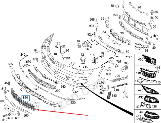MB S-CLASS W221 Front Bumper Lower Grille A2218852322 New Genuine 2011 ...
