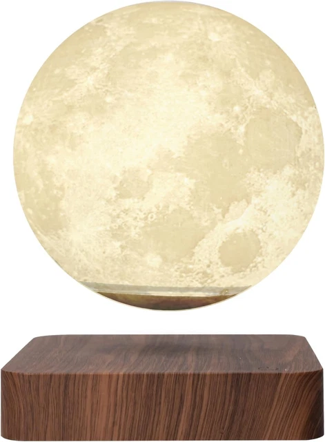 ROTATING FLOATING MOON Lamp, Magnetic Levitation LED Touch Light 13cm £ ...