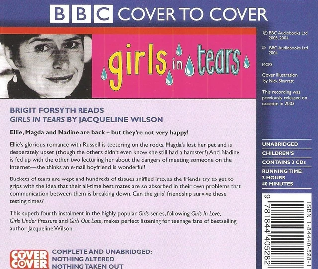 JACQUELINE WILSON - Girls In Tears (3xCD livre audio 2004) Filles #4 ...
