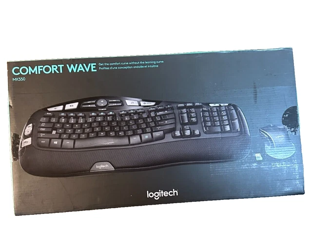 LOGITECH WIRELESS DESKTOP Wave Keyboard and Mouse Combo Black MK550 ...