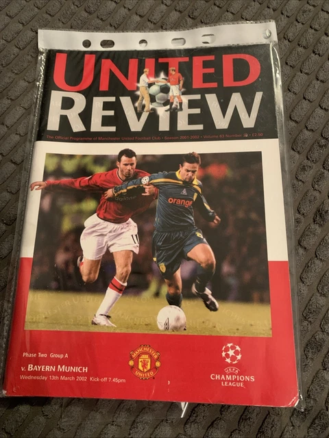 MAN UTD PROGRAMME, Season 2001-2002 vs Bayern Munich £3.31 - PicClick UK