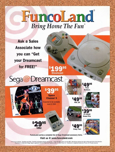 FUNCOLAND ORIGINAL 1994 Vintage Ad - Dreamcast Console Video Game Promo ...