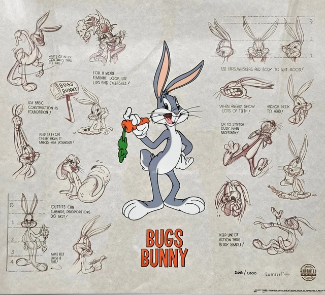 WARNER BROTHERS-LOONEY TUNES-BUGS Bunny- Lumicel with Model Sheet ...