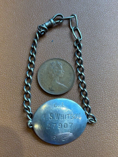 BRITISH ARMY WW1 WW2 Identity Bracelet ID Disc WHITSON Silver £20.00 ...