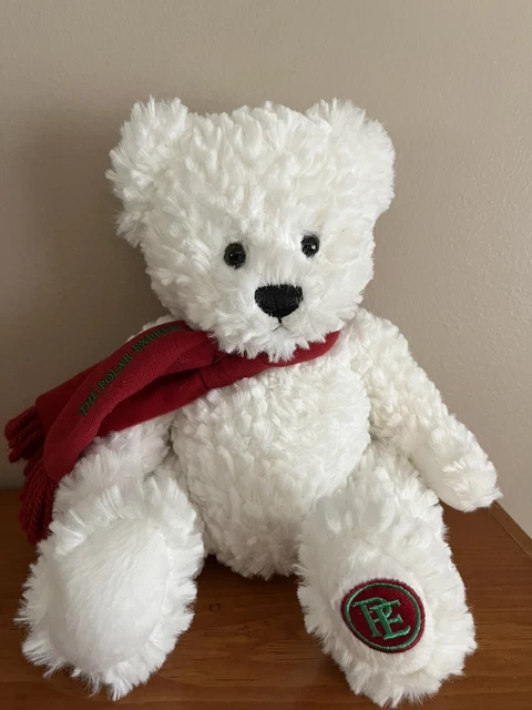 THE POLAR EXPRESS White Fuzzy 10” Teddy Bear Plush 2015 Red Green Knit ...