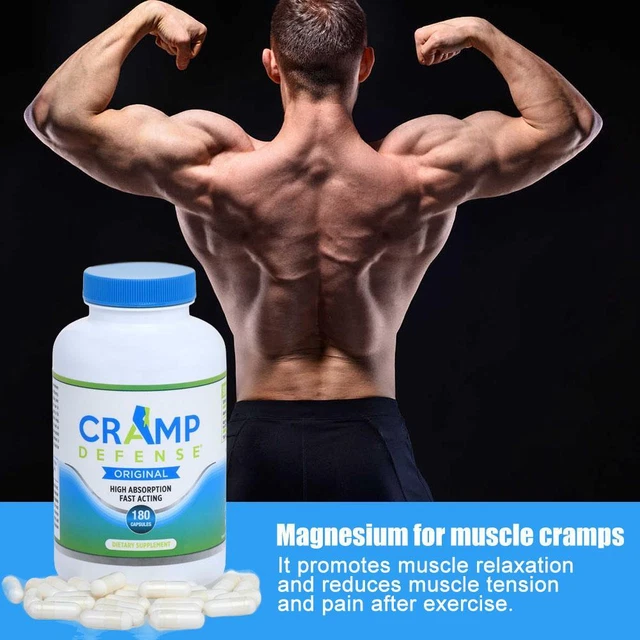 CRAMP DEFENSE MAGNESIUM - 180 Fast-Acting Caps for Muscle Comfort & Leg ...