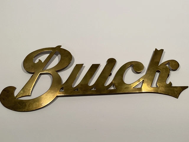 BRASS ERA BUICK Radiator Emblem Badge Logo Script 1906 1907 1908 1909 ...