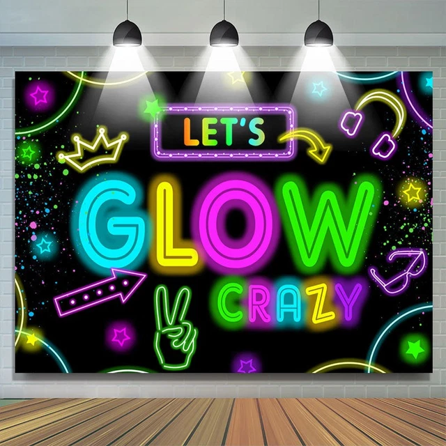 LETS GLOW CRAZY Fluorescent Color Birthday Backdrop $36.09 - PicClick AU