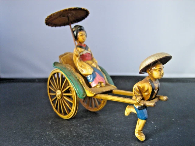 VINTAGE ORIGINAL 1940S Japanese Celluloid Man Pulling Geisha Figurine ...