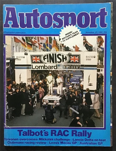 SUNBEAM TALBOT LOTUS in RAC Rally Autosport Magazine 27 Nov 1980 £11.99 ...
