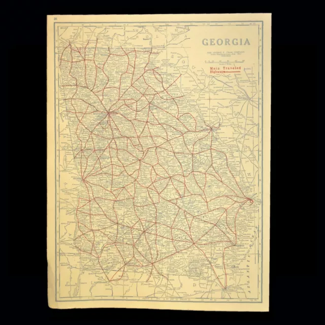 VINTAGE GEORGIA MAP Highway Auto Trails 1920s Original Early Routes ...