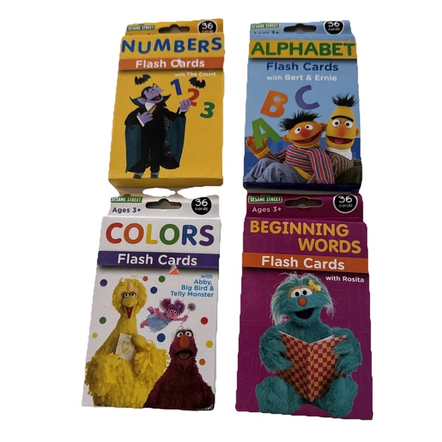 SESAME STREET 4 Sets Flash Cards Beginning Words Numbers Alphabet ABC’s ...
