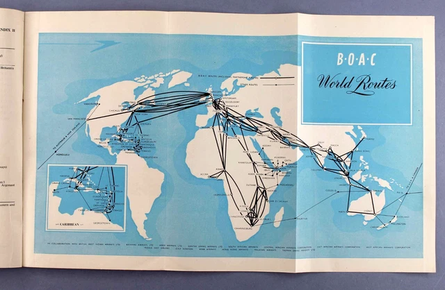 BOAC 1956-57 AIRLINE Annual Report & Accounts Route Map Britannia ...