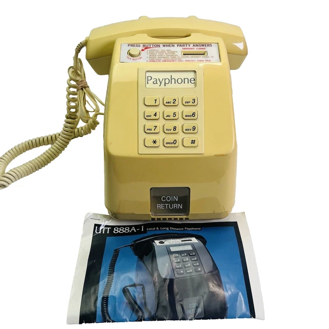 VINTAGE HOTEL LOBBY Coin Operated Push Button Pay Phone Telephone ...