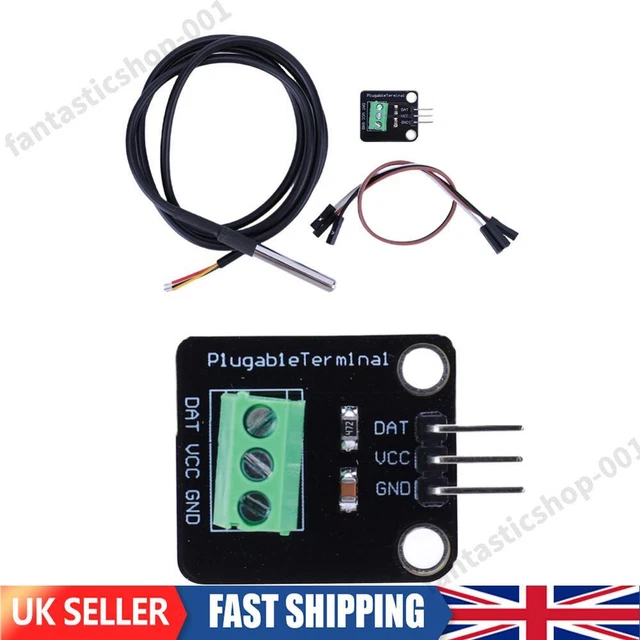 DS18B20 TEMPERATURE SENSOR Board with Waterproof Probe Plugable ...
