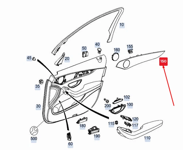 MERCEDES-BENZ GLC X253 Front Right Door Trim Strip A2057202622 NEW ...