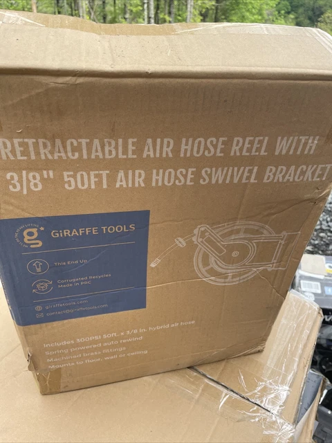 GIRAFFE TOOLS TA15B Retractable Air Hose Reel Wall Mount 3/8" x 50 ft Hose inclu £71.50 ...