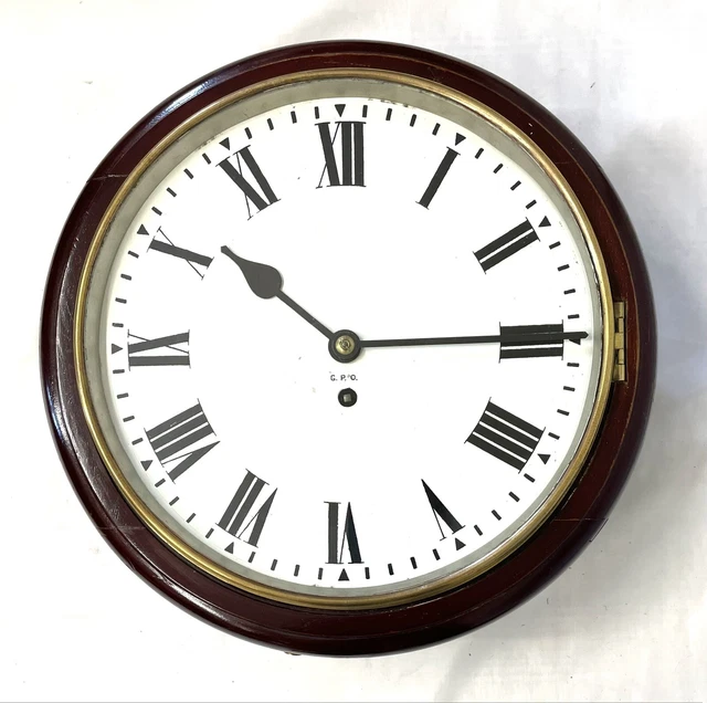 AUTHENTIC MAHOGANY GPO Chain Fusee Wall Clock / School Clock £795.00 ...