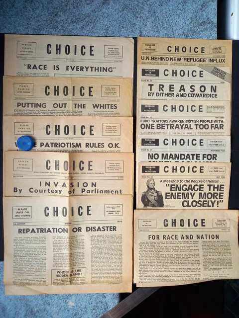 LADY JANE BIRDWOOD 14 vintage Choice papers 1978-96 British Nationalism ...