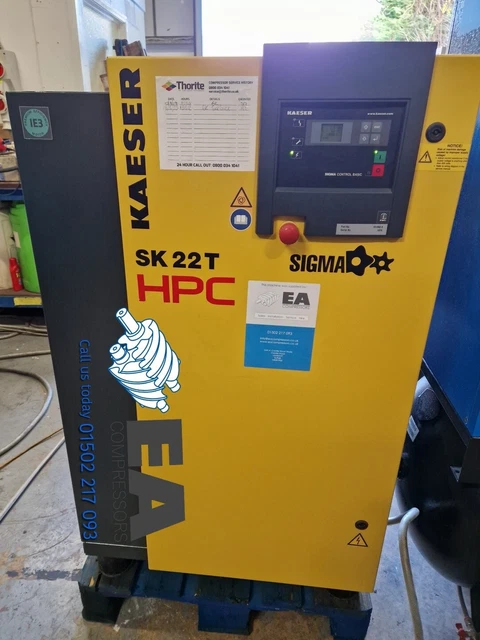 USED HPC KAESER SK22 T Industrial Screw Air Compressor + Built in Dryer ...