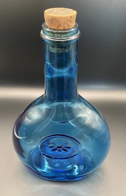 WHEATON NJ GLASSBORO 1850 Blue Bottle With Cork 9” Tall £16.55 ...