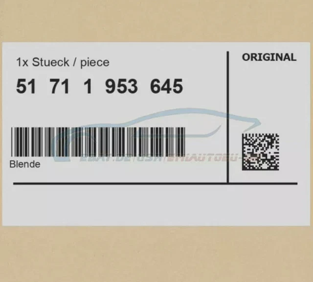ORIGINAL BMW E30 51711953645 - Blende 3er Neu EUR 45,00 - PicClick DE