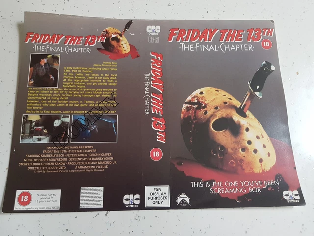 FRIDAY 13TH THE Final Chapter - Sample VHS Video Sleeve - Large Box ...