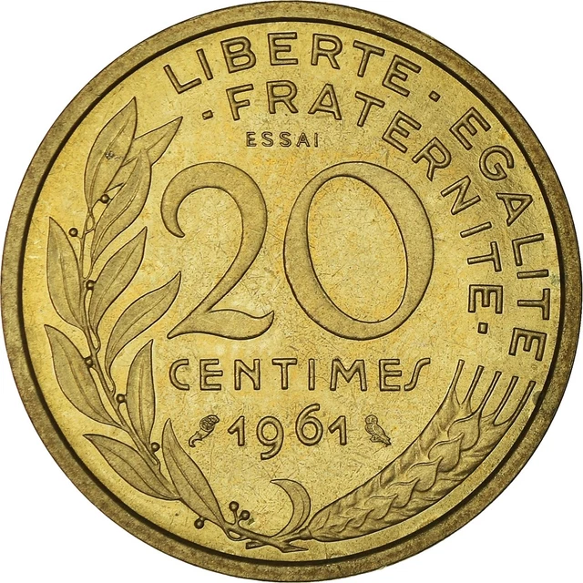 [#940025] MONEDA, FRANCIA, 20 Centimes, 1961, Paris, SC+, Aluminio ...