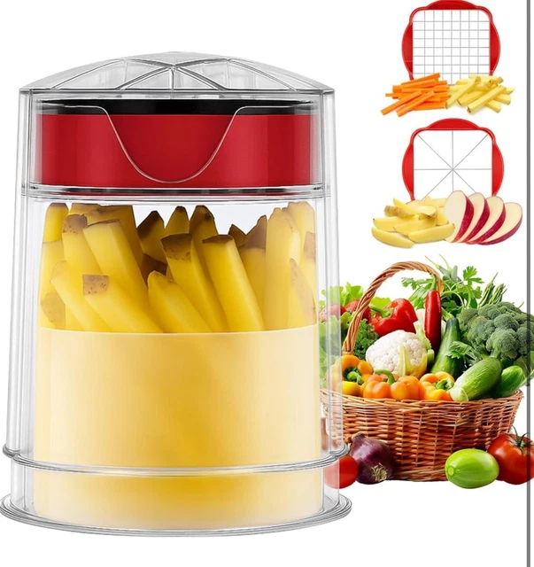 CHIP CUTTER Potato Chipper with 2 Stainless Steel Blades Slicers Cut ...