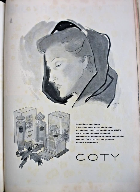 ADVERTISING 11/1952 COTY World Famous Perfumes Illustrator Nardini £5. ...