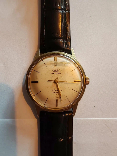 MENS GOLD MECHANICAL Velona Watch 17 Jewels Incabloc 1960s £59.99 ...